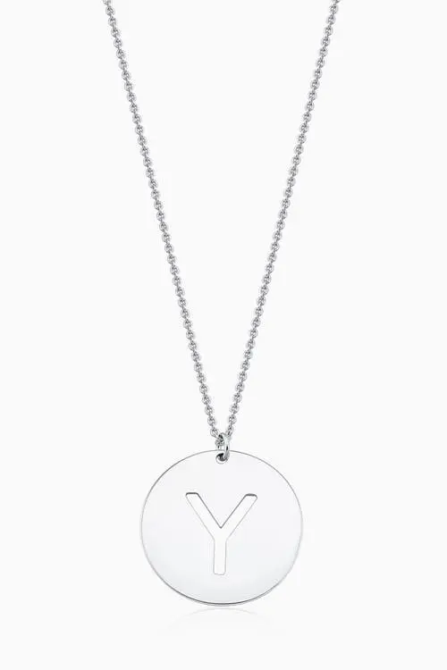 ORADINA Say My Name Initial Pendant Necklace - Letter Y/ Silver