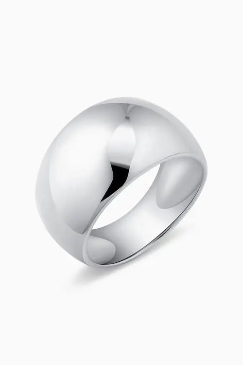 ORADINA Bold Wide Band Dome Ring - Sterling Silver