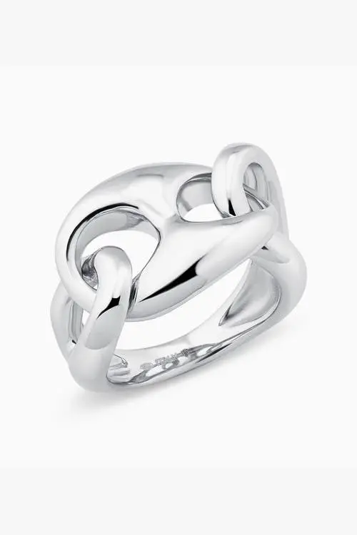ORADINA Chunky Mariner Chain Link Ring - Sterling Silver