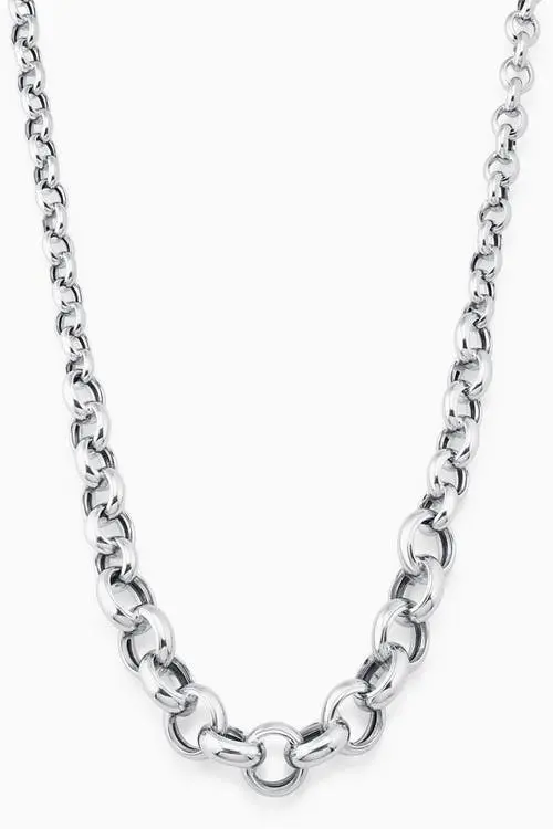 ORADINA Graduated Rolo Link Necklace - Sterling Silver