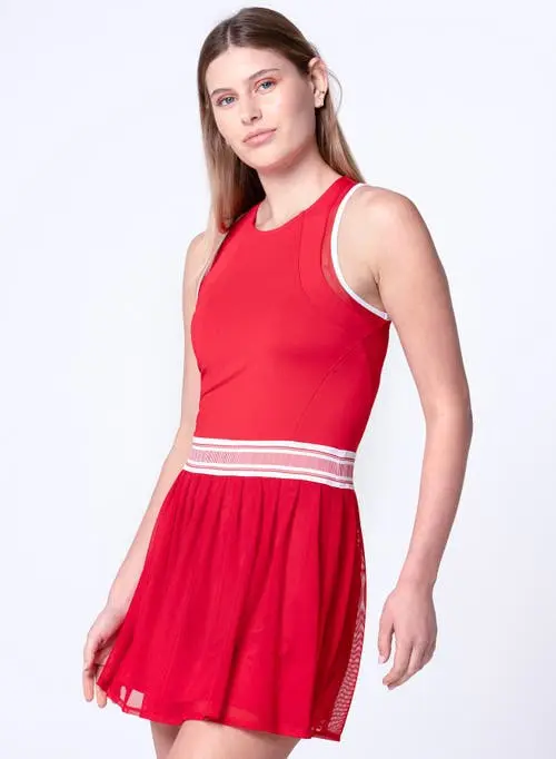 Lucky In Love Level Up Retro Statement Tennis Dress - Red