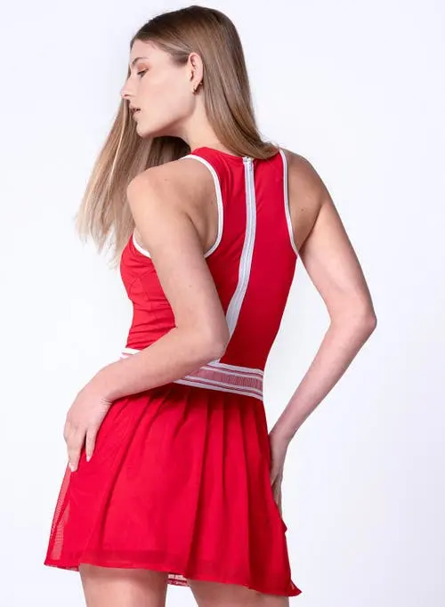 Lucky In Love Level Up Retro Statement Tennis Dress - Red