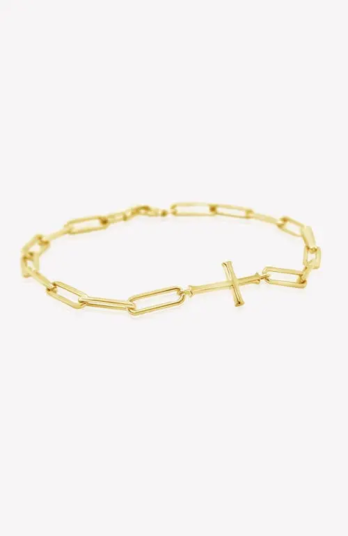 RIZEN JEWELRY Chain Breaker Cross Bracelet - 18k Gold Plated