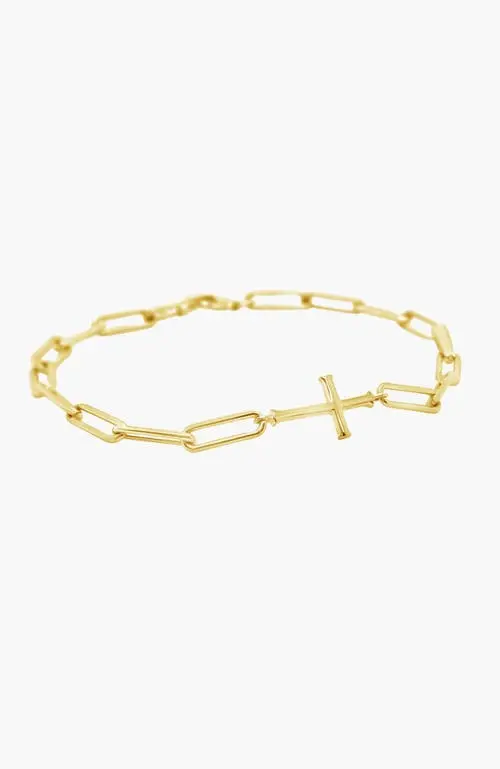 RIZEN JEWELRY Chain Breaker Cross Bracelet - 18k Gold Plated
