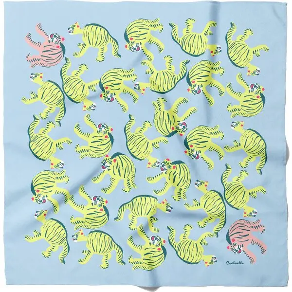 CENTINELLE Nodding Tigers Cotton Silk Bandana - Blue