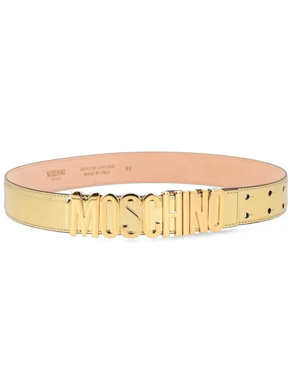 Moschino Belt With Logo - Gold