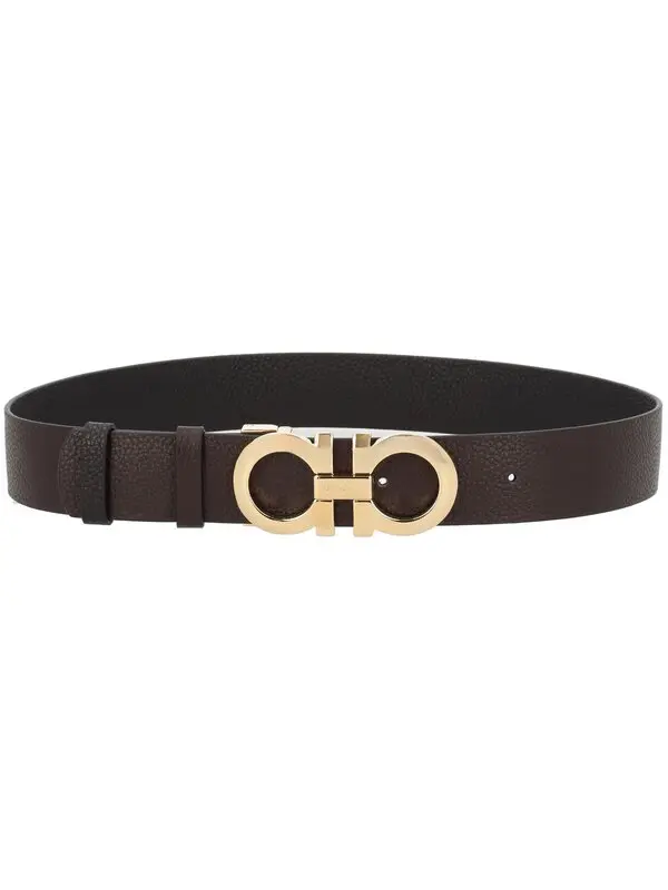 FERRAGAMO Reversible "hooks" Belt - Brown