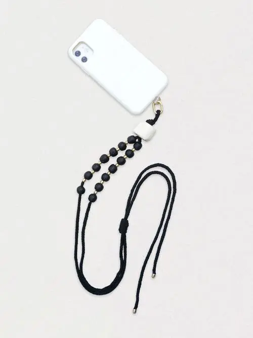 BY LILLA Jazz Crossbody Phone Strap - Black And Pearl