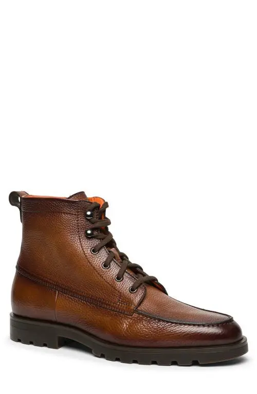 Santoni Flair Moc Toe Leather Boots