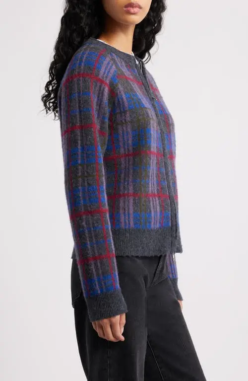 DAMSON MADDER Minah Brushed Check Merino Wool Zip Cardigan