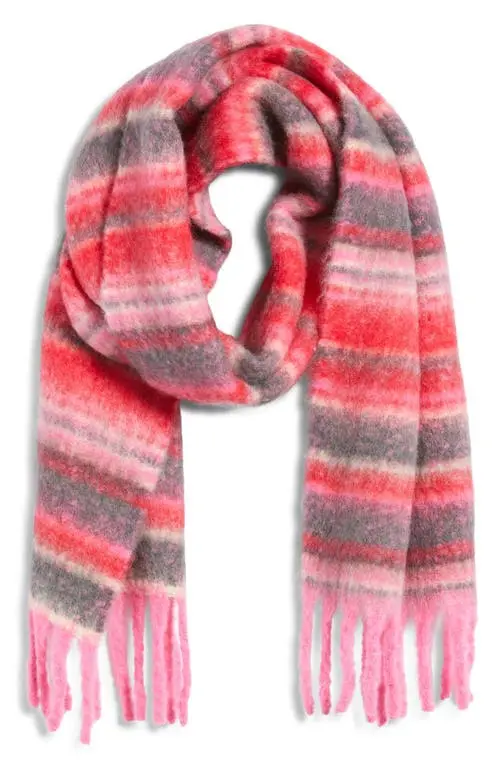 DAMSON MADDER Fluffy Stripe Scarf - Pink