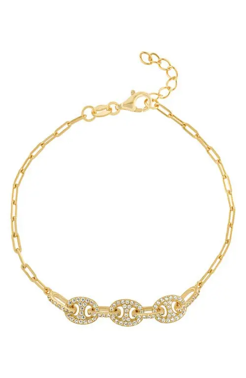 ATHRA LUXE Cubic Zirconia Mariner Link Bracelet - Gold