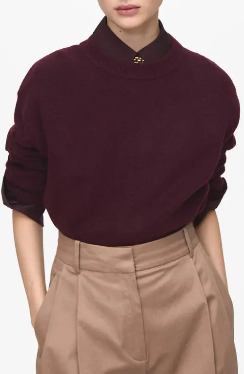 Mango Mariano Crewneck Sweater - Maroon