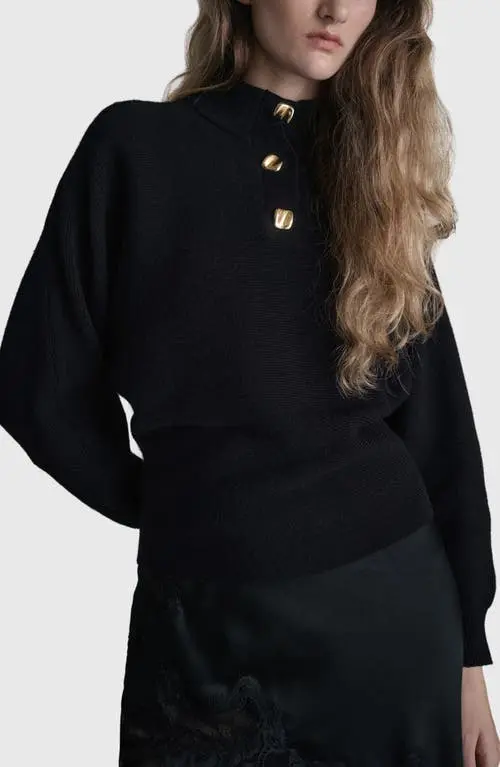 Mango Uptown Polo Sweater - Black