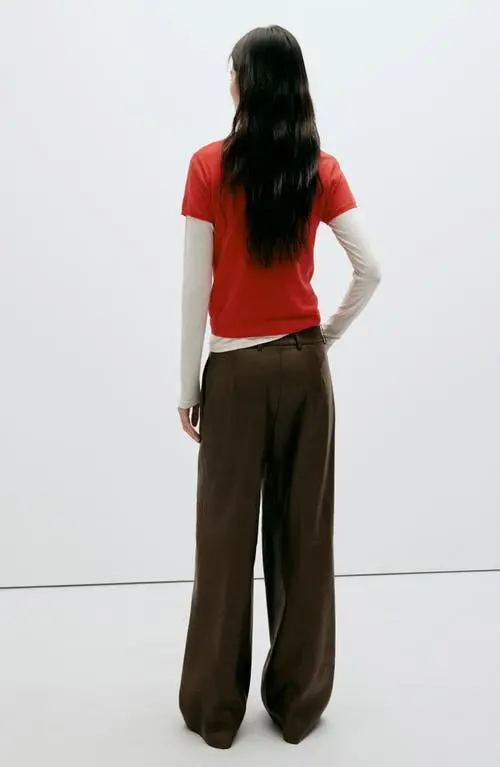 Mango Riga Faux Leather Wide-leg Pants - Brown