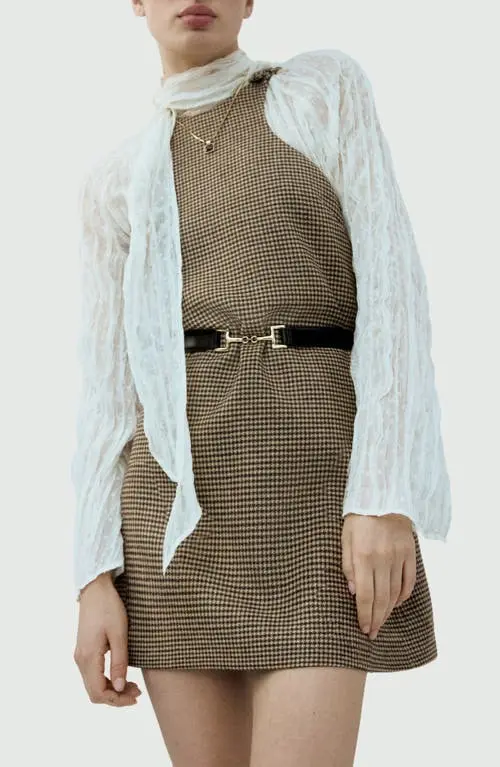 Mango Gina Knot-detail Houndstooth Microcheck Dress