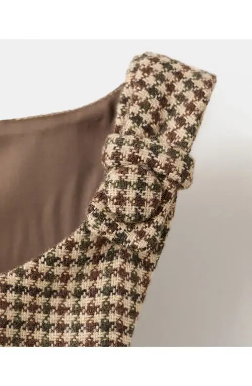 Mango Gina Knot-detail Houndstooth Microcheck Dress