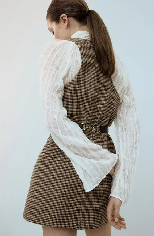 Mango Gina Knot-detail Houndstooth Microcheck Dress
