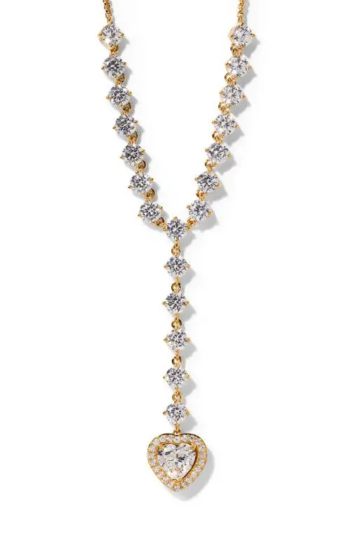 Nadri Le Bisou Halo Heart Y-necklace - Gold
