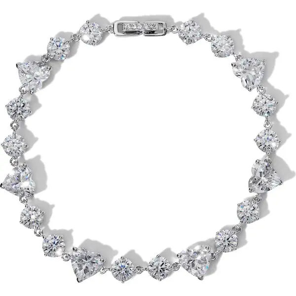 Nadri Le Bisou Halo Heart Line Bracelet - Rhodium