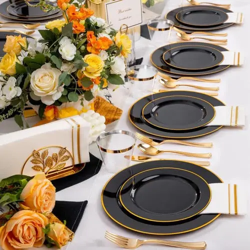 ELAMA Disposable Plastic Dinnerware Party Set