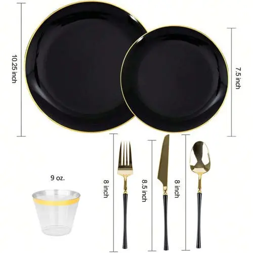 ELAMA Disposable Plastic Dinnerware Party Set