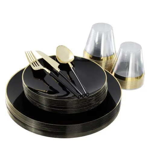 ELAMA Disposable Plastic Dinnerware Party Set