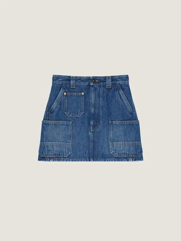 Givenchy Mini Cargo Skirt In Denim - Medium Blue
