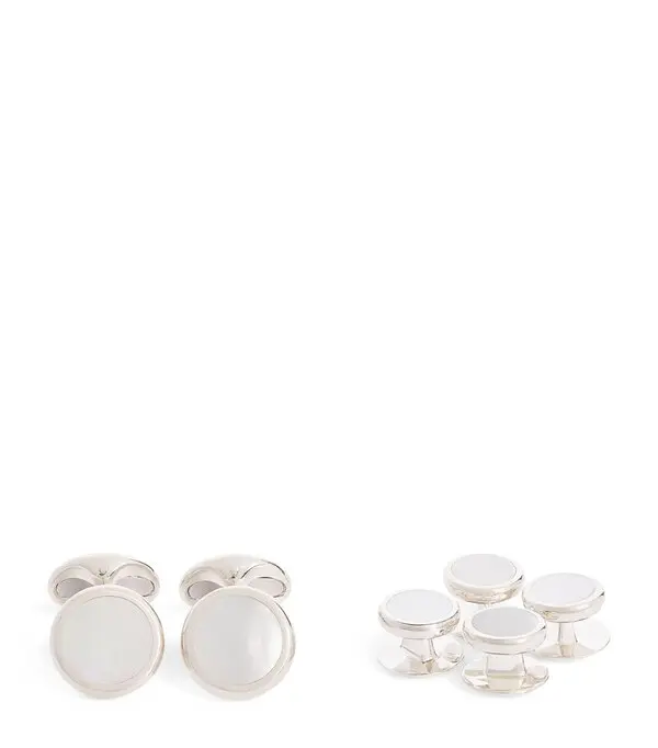 DEAKIN & FRANCIS Sterling And Mother-of-pearl Round Cufflinks - Silver