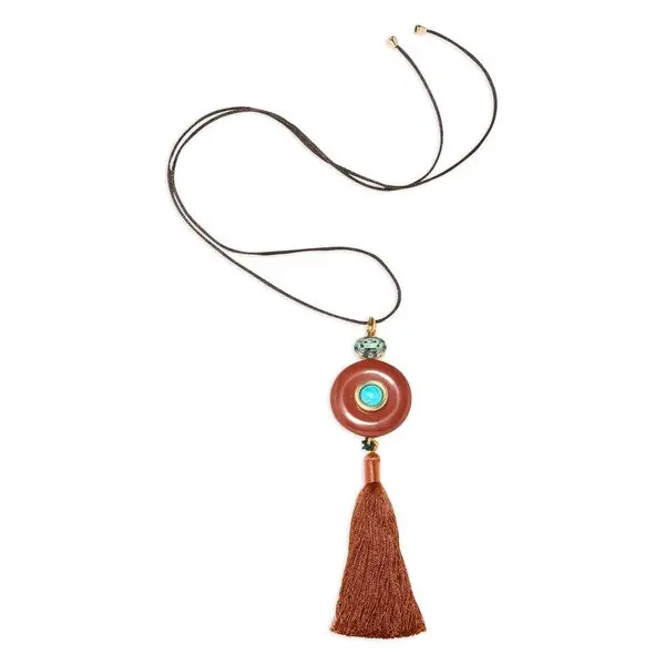 JENNIFER BEHR Jasper Tasseled Necklace - Red