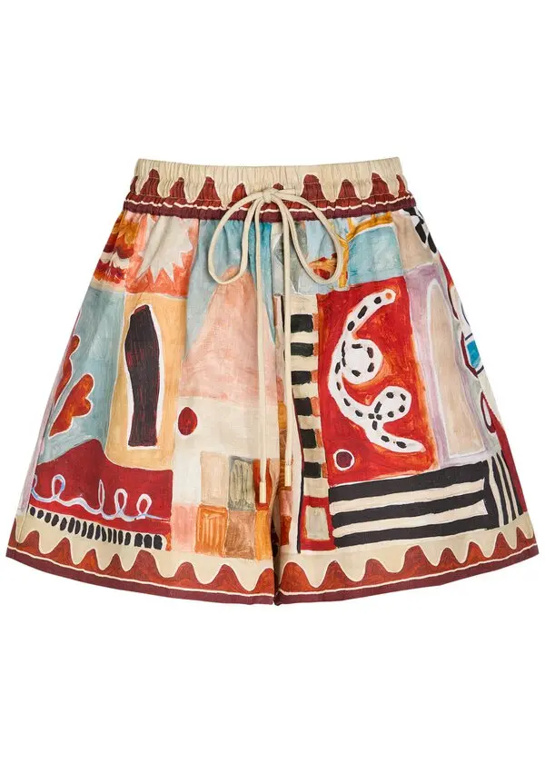 ALEMAIS Printed Linen Shorts