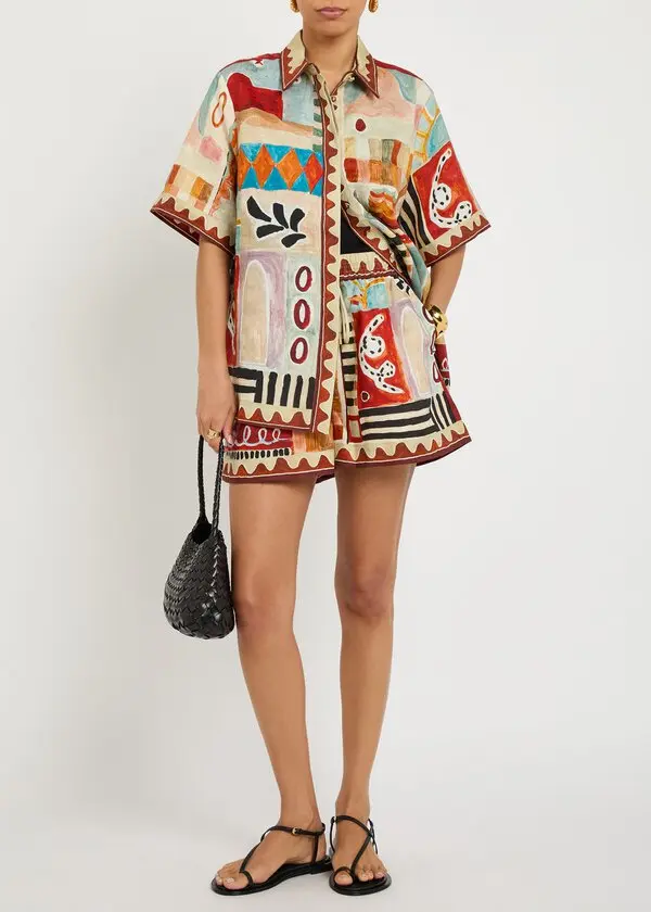 ALEMAIS Printed Linen Shorts