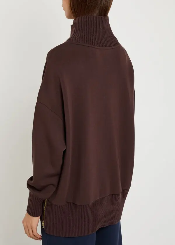 Varley Barker High-neck Stretch-jersey Sweatshirt - Brown