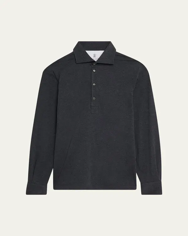 Brunello Cucinelli Cotton Long-sleeve Polo Shirt - Anthracite