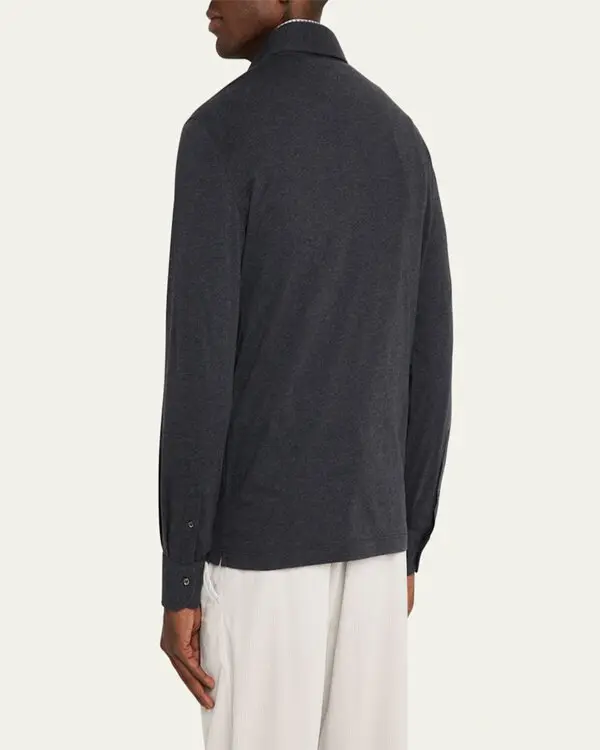 Brunello Cucinelli Cotton Long-sleeve Polo Shirt - Anthracite