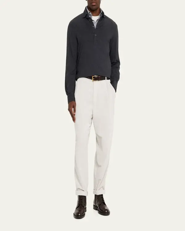 Brunello Cucinelli Cotton Long-sleeve Polo Shirt - Anthracite