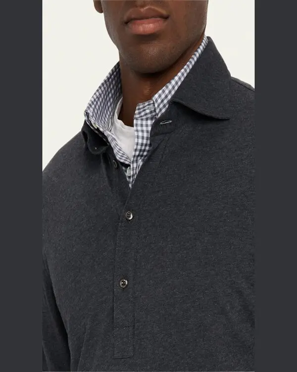 Brunello Cucinelli Cotton Long-sleeve Polo Shirt - Anthracite