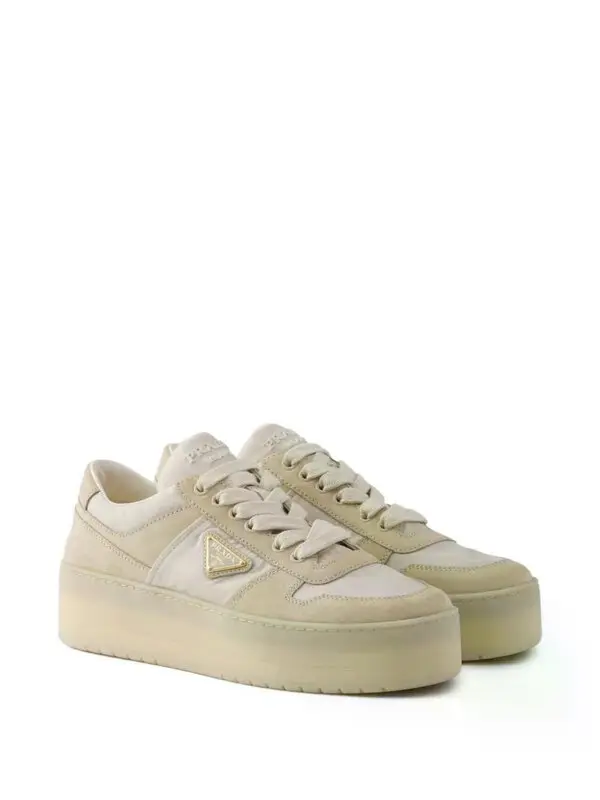 Prada Downtown Bold Re-nylon And Suede Sneakers - Neutrals