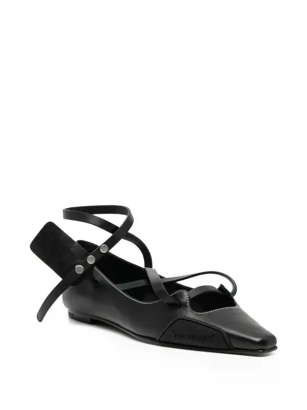 Off-White Strapped Flat Pumps
