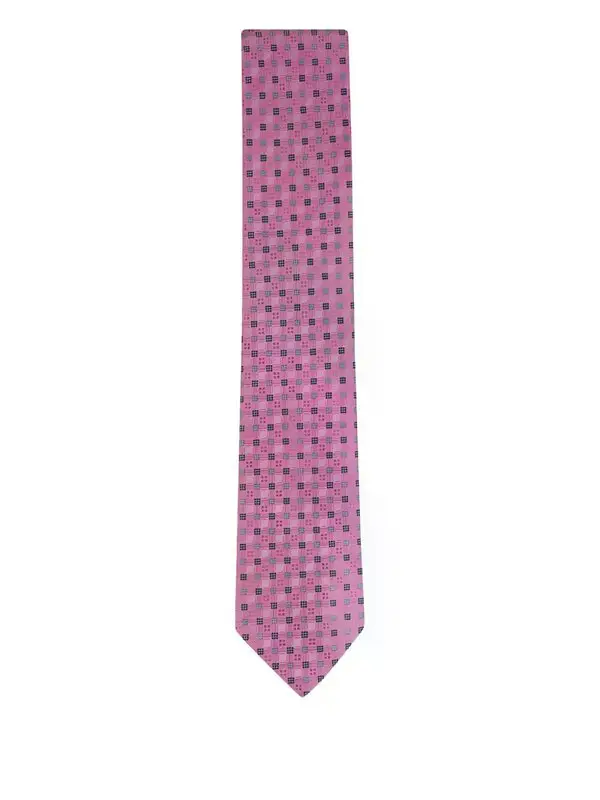 Canali Geometric-pattern Neck Tie - Pink