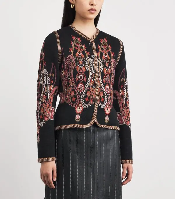 Etro Wool-blend Jacquard Cardigan - Black