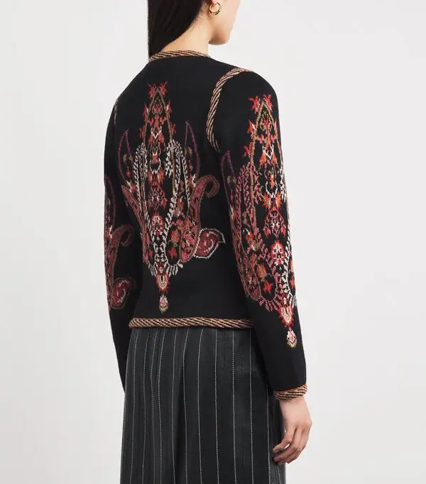 Etro Wool-blend Jacquard Cardigan - Black