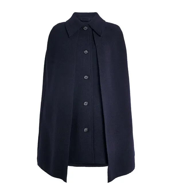 TOTEME Wool Cape Coat With Collar - Navy