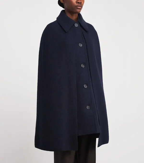 TOTEME Wool Cape Coat With Collar - Navy
