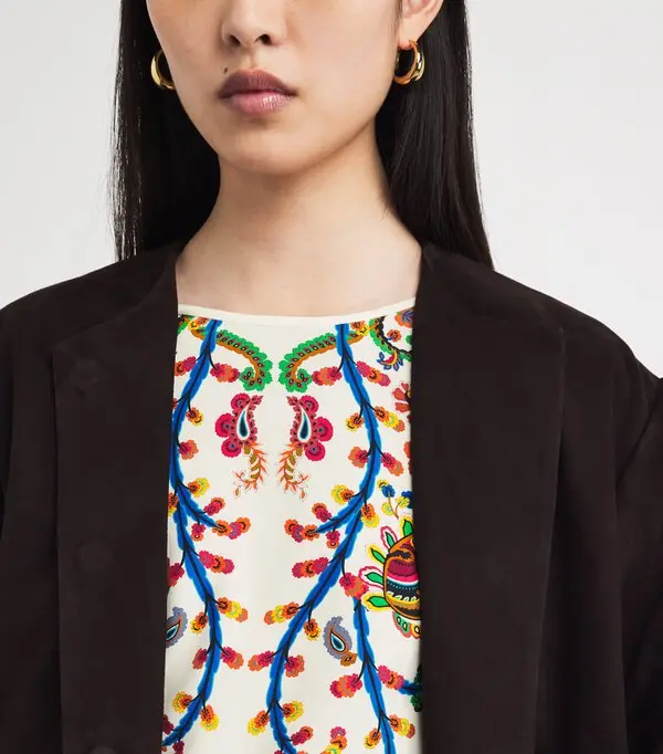 Etro Silk Paisley Print Short Sleeve Blouse
