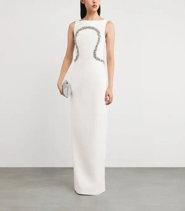 Safiyaa Crystal-embellished Riley Gown - White