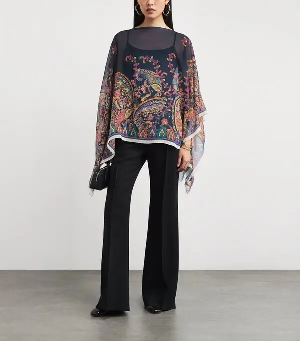 Etro Silk Cape Blouse - Black
