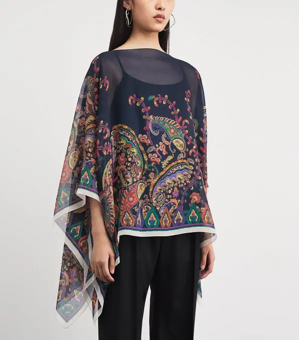 Etro Silk Cape Blouse - Black