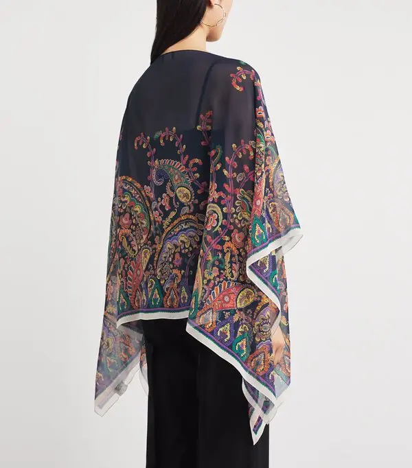 Etro Silk Cape Blouse - Black