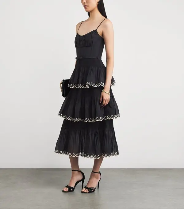 wedding dress with ruffled layers Oceana Layered Ruffle Maxi Dress White L